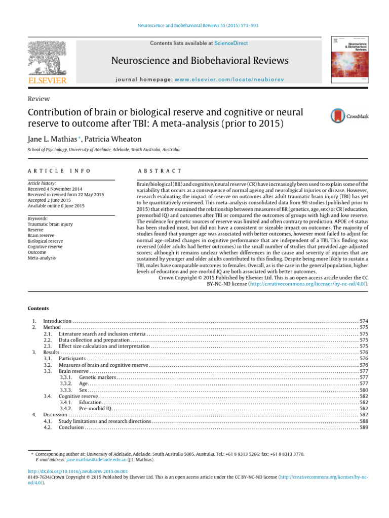 Contribution of Brain or Biological Reserve and Cogniti 2015 ...