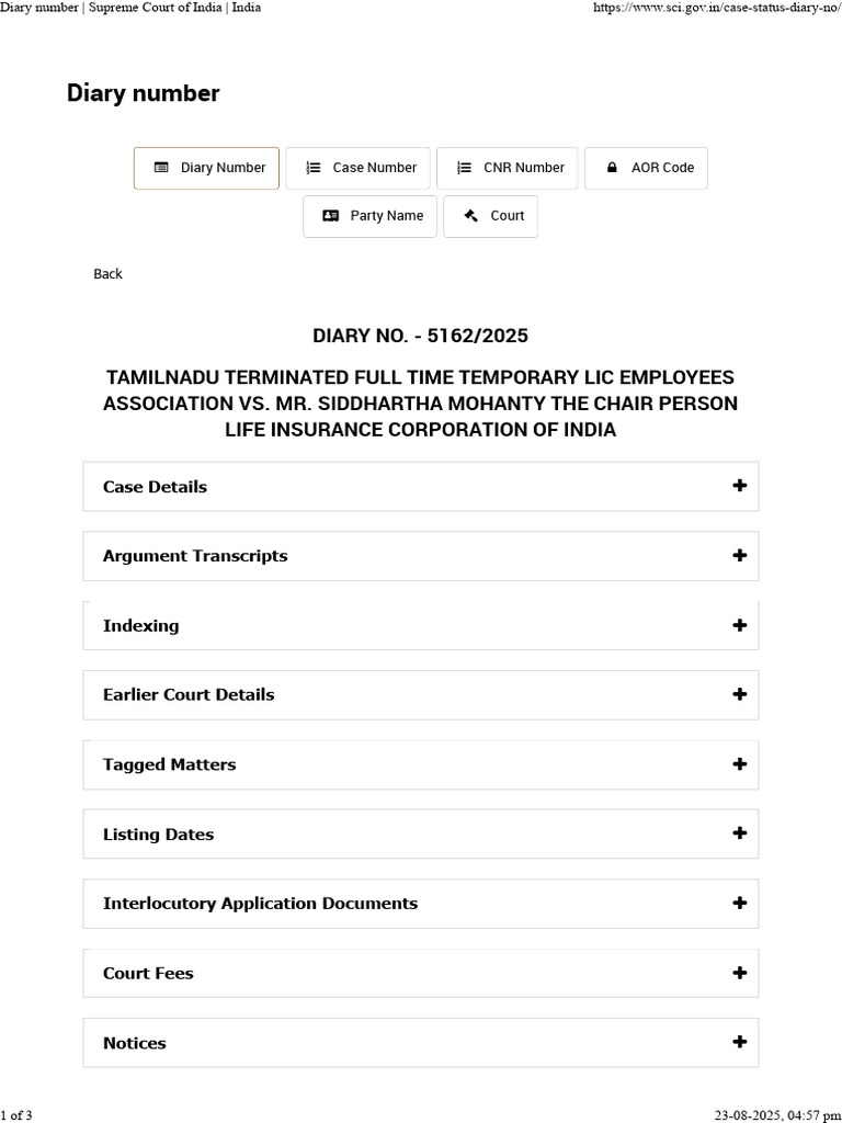 Supreme Court Diary Number Details | PDF