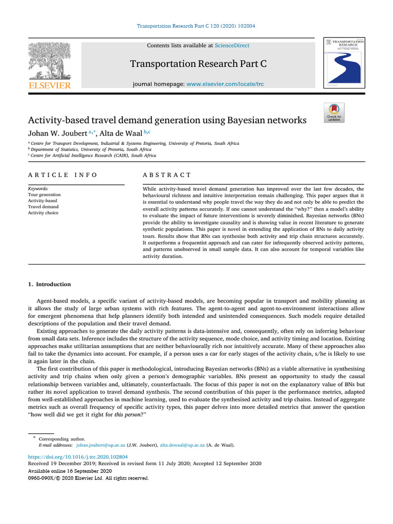 Bayesian Networks for Travel Demand Analysis | PDF | Bayesian Network ...