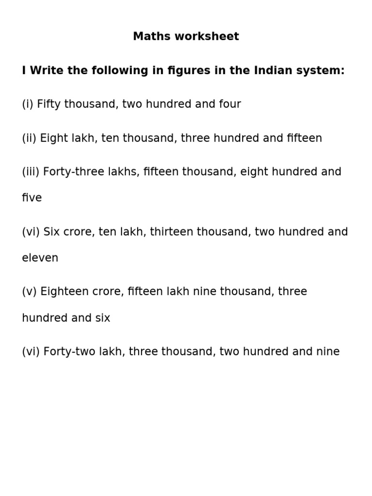 Maths Worksheet | PDF