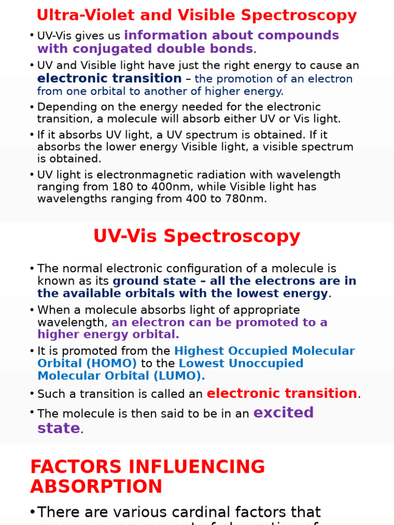 Ultra-Violet and Visible Spectros | PDF | Ultraviolet–Visible ...