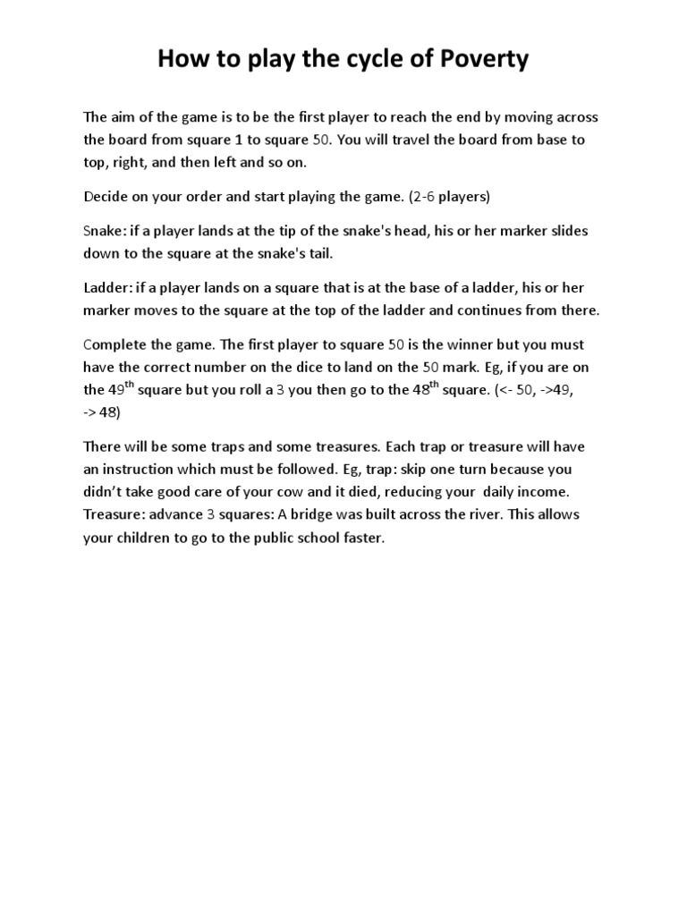 How To Play The Cycle of Poverty | PDF | Home & Garden
