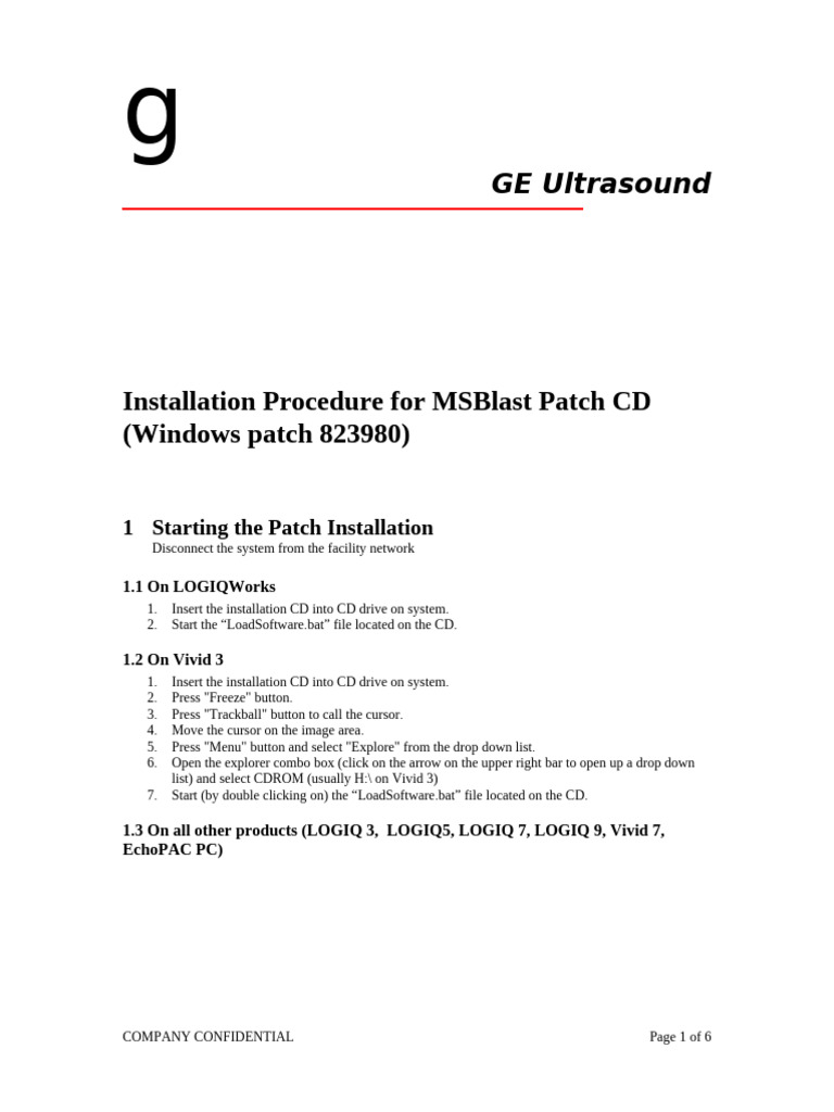 GE Ultrasound MSBlast Patch Installation | PDF | Computer Virus ...