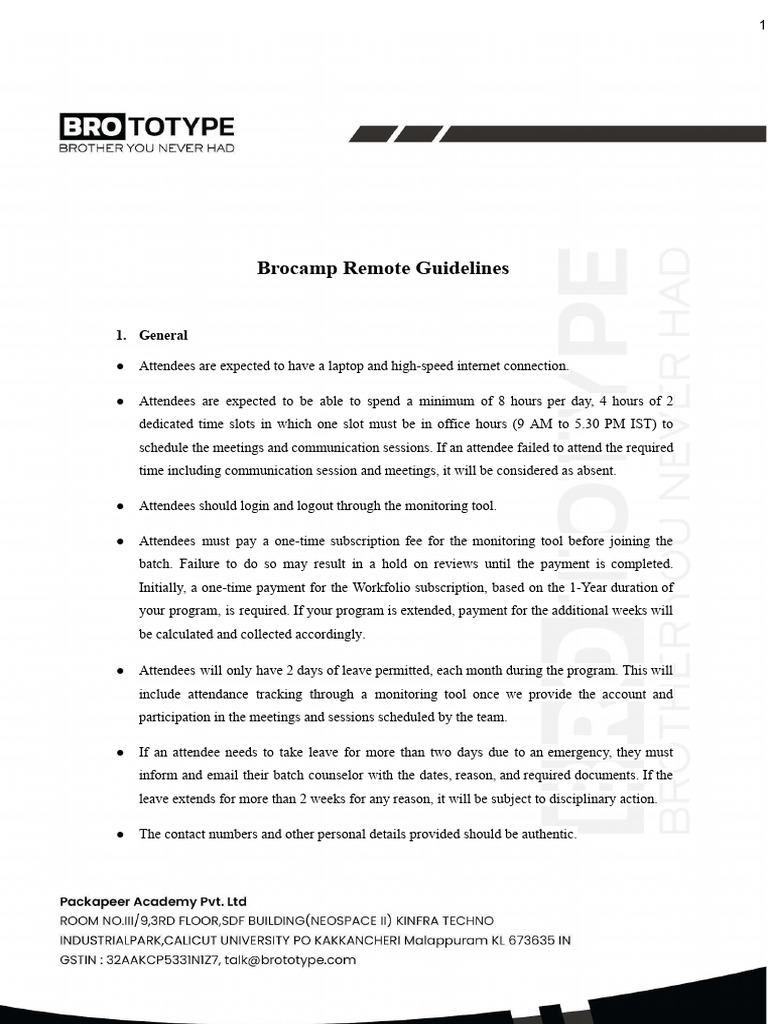 Brocamp Remote Program Guidelines | PDF