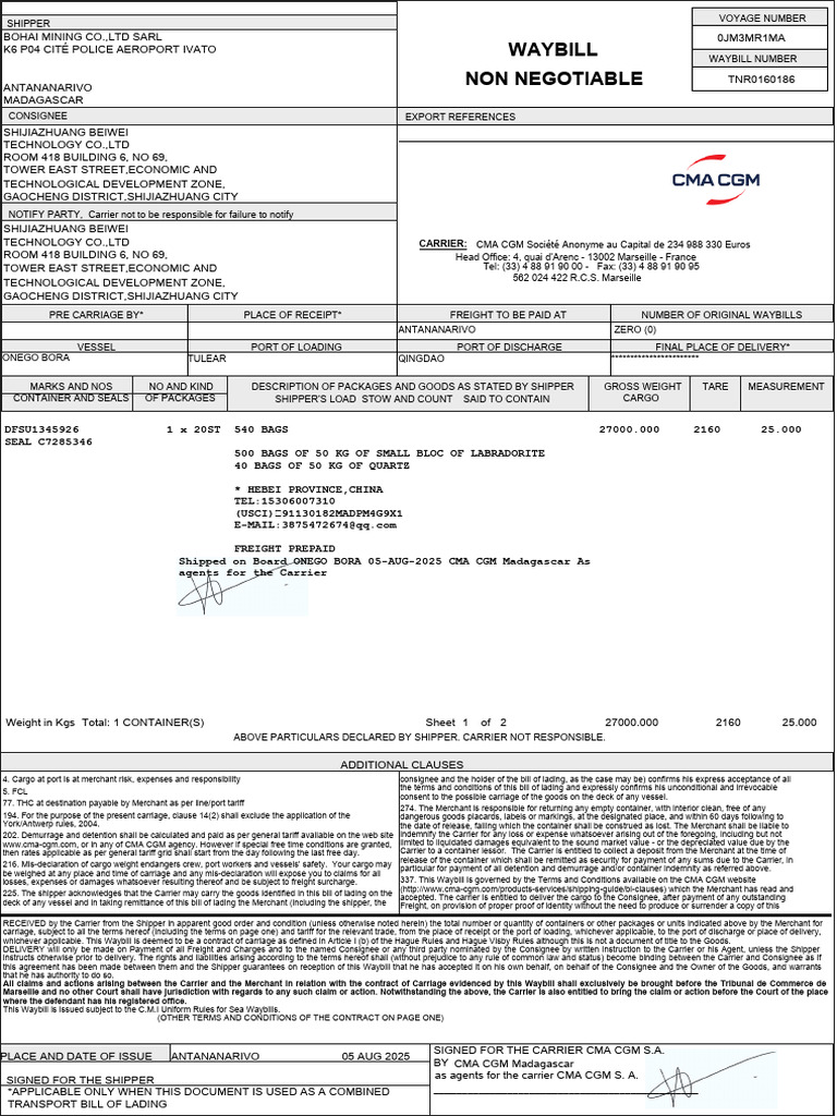 Swb Petit Bloc | PDF | Bill Of Lading | Cargo