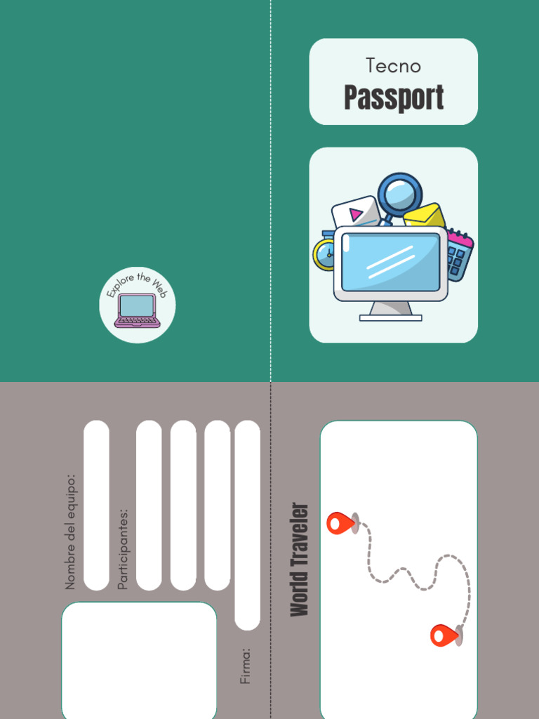 World Traveler Passport Worksheet in Green Illustrated Style | PDF