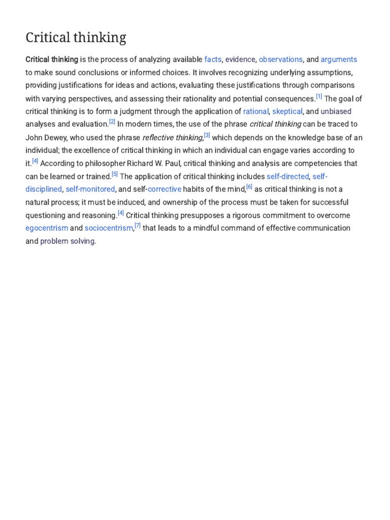 Understanding Critical Thinking Concepts | PDF | Critical Thinking ...