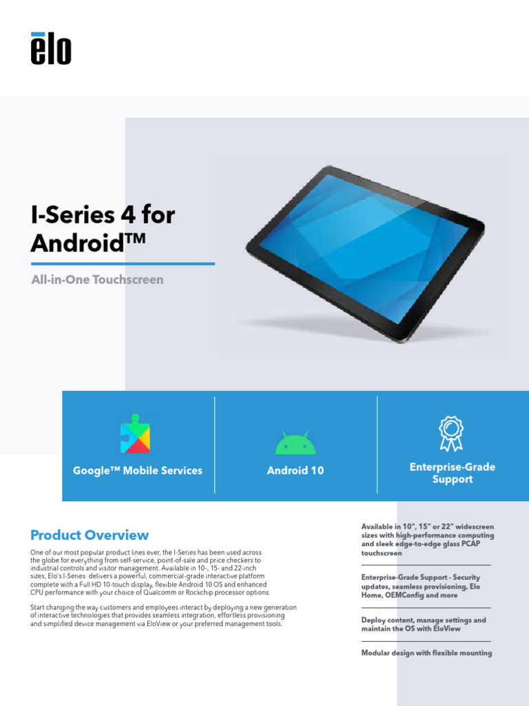Elo I-Series 4 Android Touchscreen Overview | PDF | Alternating Current ...