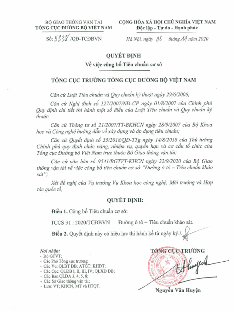 TCCS 31 2020 Duong o To Yeu Cau Khao Sat | PDF