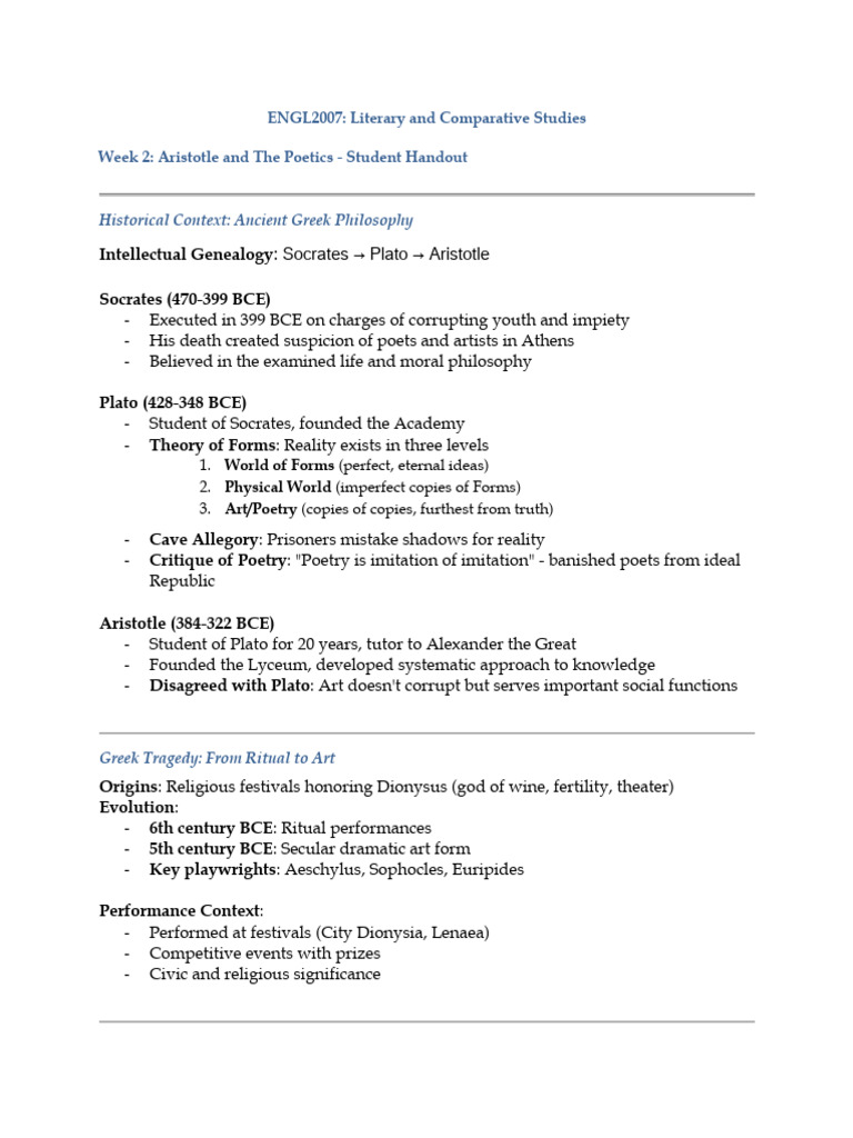 Wk2 Aristotle Theory of Tragedy Handout Rev | PDF | Tragedy | Aristotle