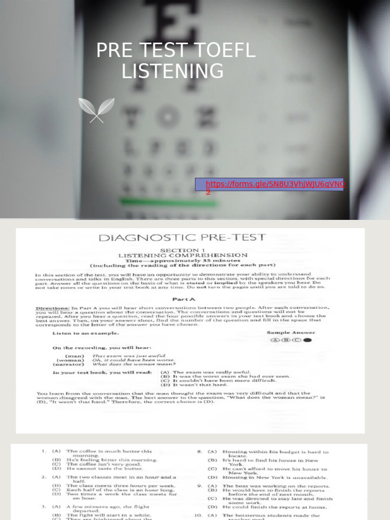 Pre Test TOEFL | PDF