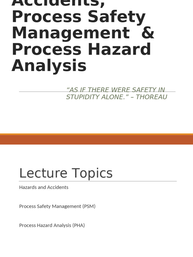 Hazard Accidents Process Safety Management & Process Hazard Analysis | PDF | Safety