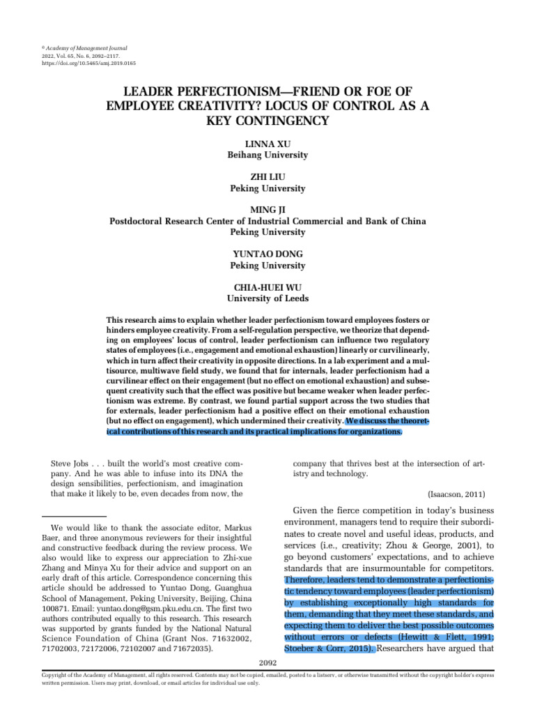 2022-AMJ-Dec-locus of Control As A Key Contingency1 | PDF ...