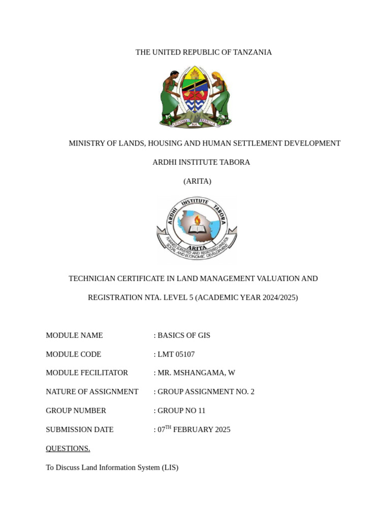 Basics of Gis Assignment 2 | PDF | Land Use | Geographic Information System