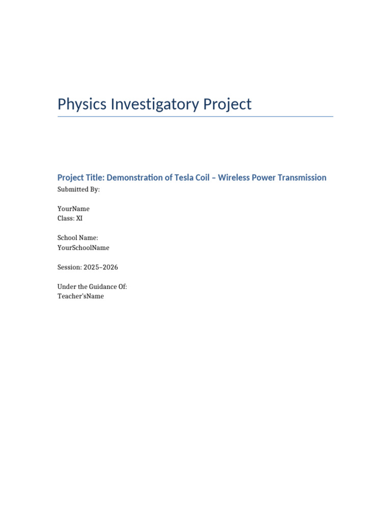 Tesla Coil Project Report Final V2 | PDF | Inductor | Electromagnetic ...