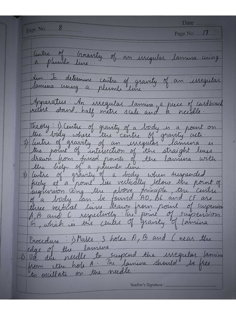 Centre of Gravity of Irregular Lamina | PDF