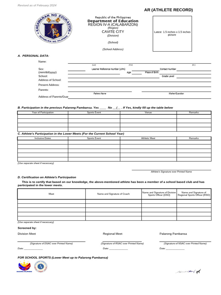 2025 Updated Sports Forms For Athletes | PDF | Medical Specialties ...