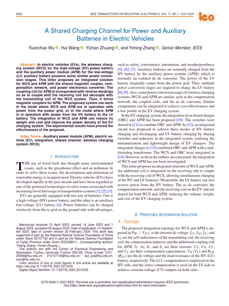 A Shared Charging Channel For Power and Auxiliary Batteries in Electric ...