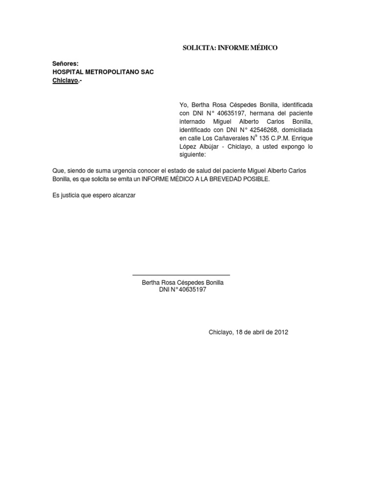 Solicito Informe Medico