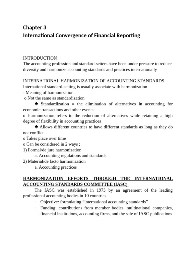 International Financial Reporting Harmonization | PDF | International ...