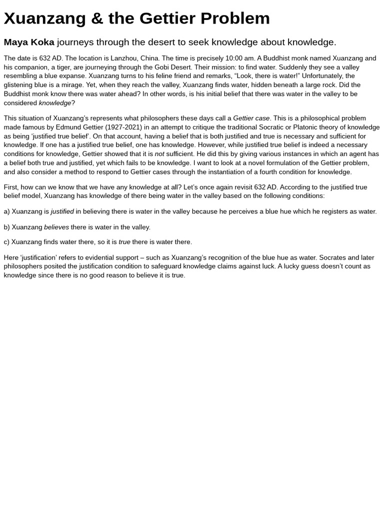 Xuanzang & The Gettier Problem - Issue 169 - Philosophy Now | PDF | Epistemology | Knowledge