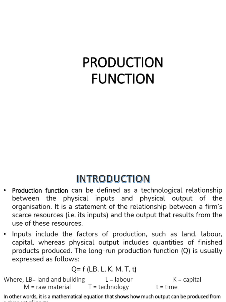 Unit 3 ME Production Function | PDF | Production Function | Labour ...