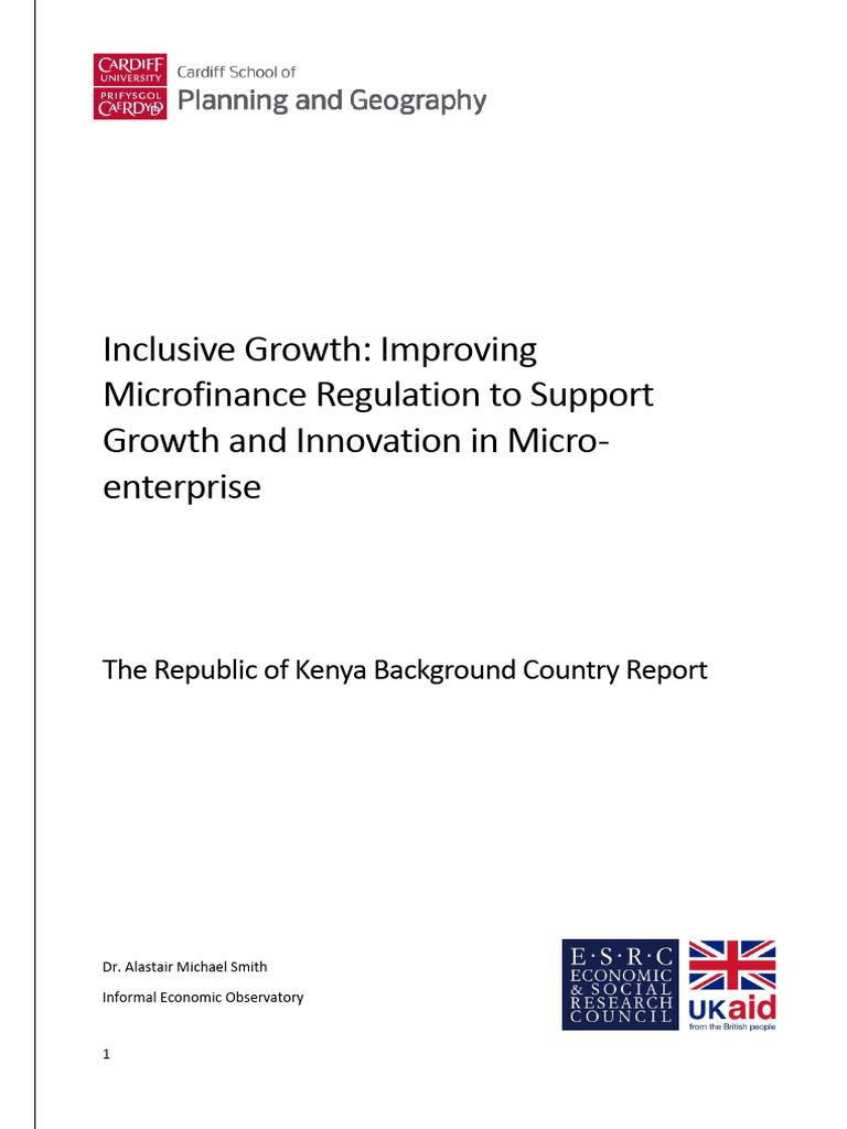 Kenya Background Country Report FINAL | PDF | Microfinance | Banks