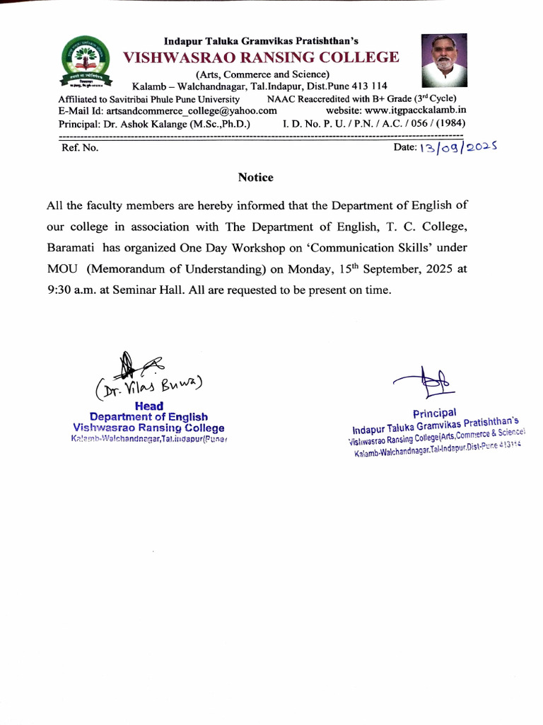 Communication Skills Workshop Notice | PDF
