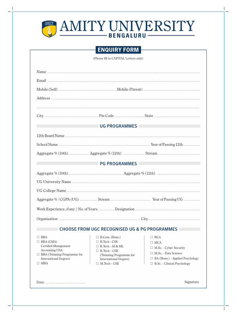 Aub Enquiry Form | PDF | Career And Technical Education | Vocational Education