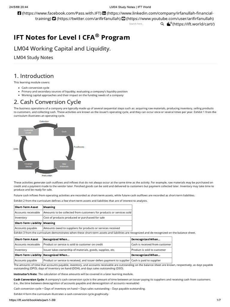 LM04 Working Capital and Liquidity. | PDF | Working Capital | Credit Card