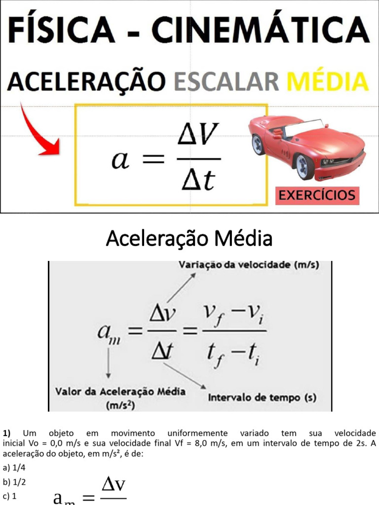 Cálculo de Aceleração Média em Física | PDF | Velocidade | Aceleração