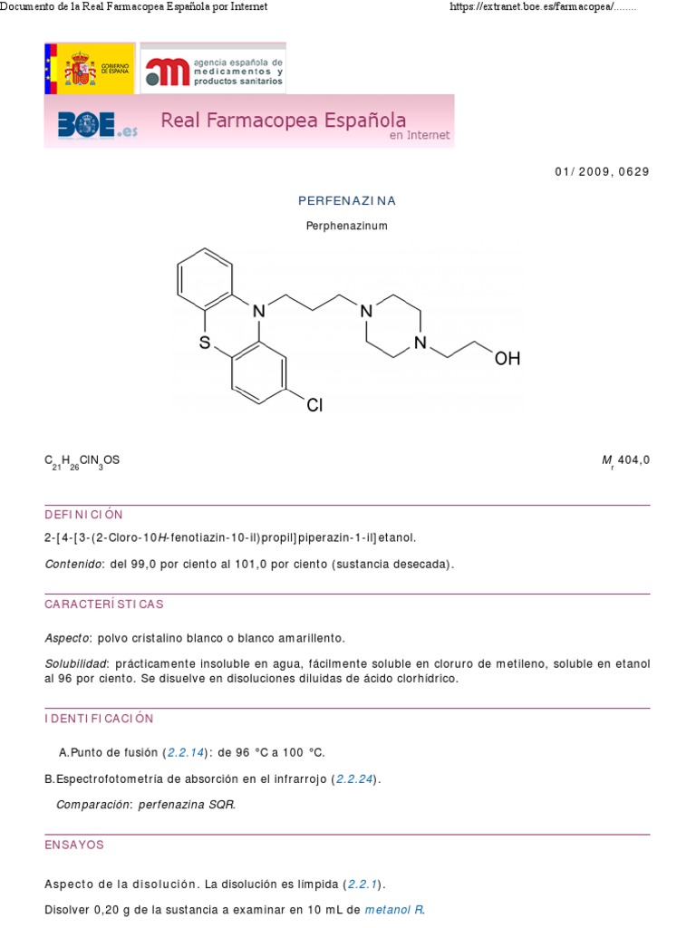Perfenazina - Real Farmacopea Española | PDF | Solubilidad | Cromatografía