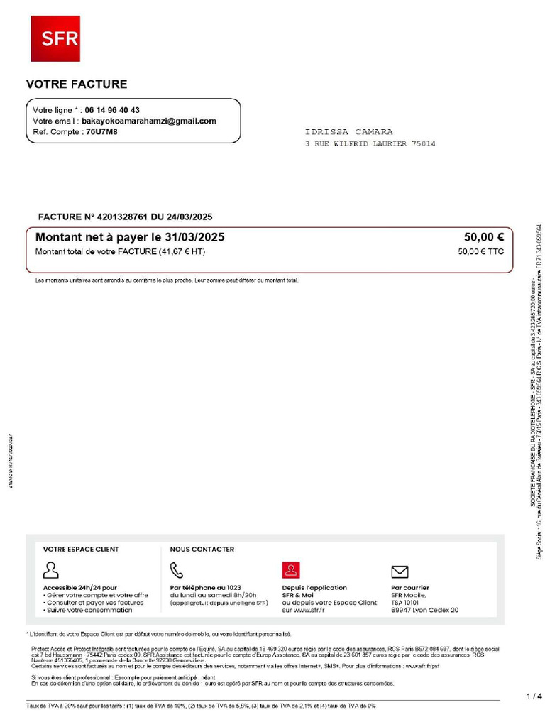 SFR Facture 4201328761 | PDF