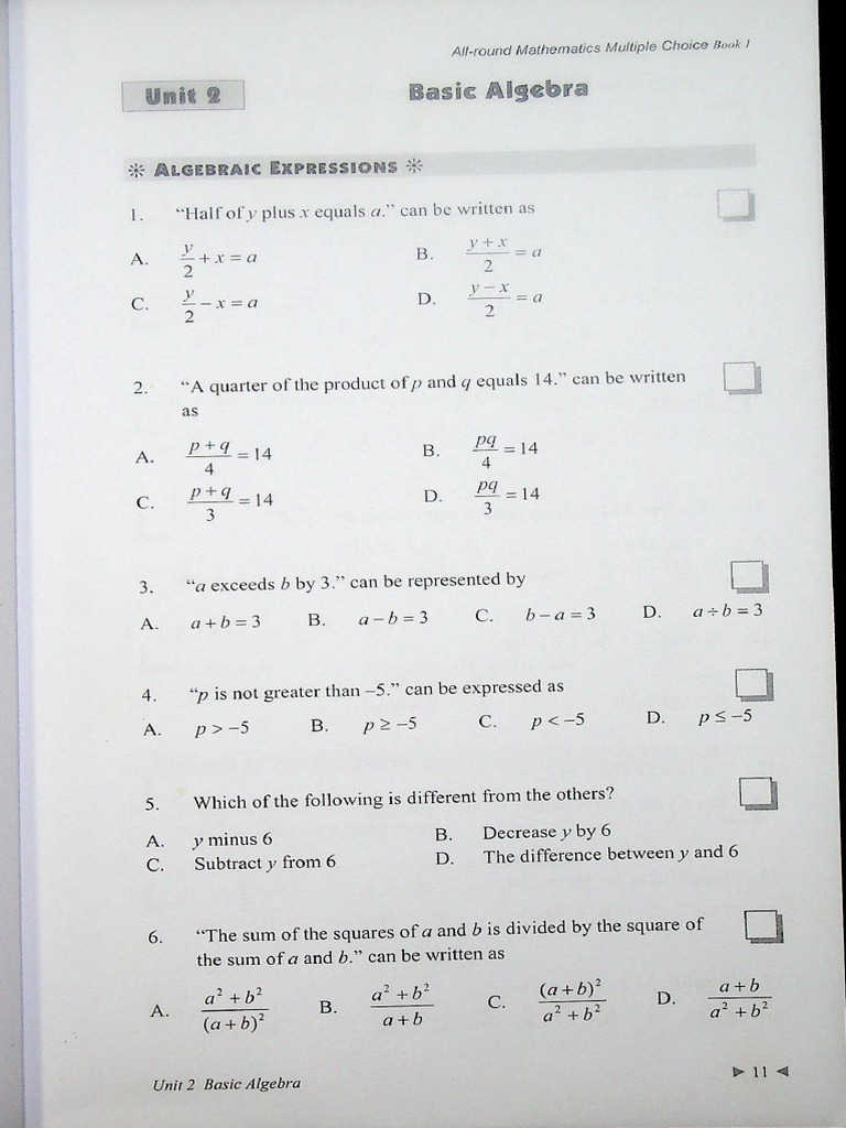 Unit 2 Basic Algebra | PDF
