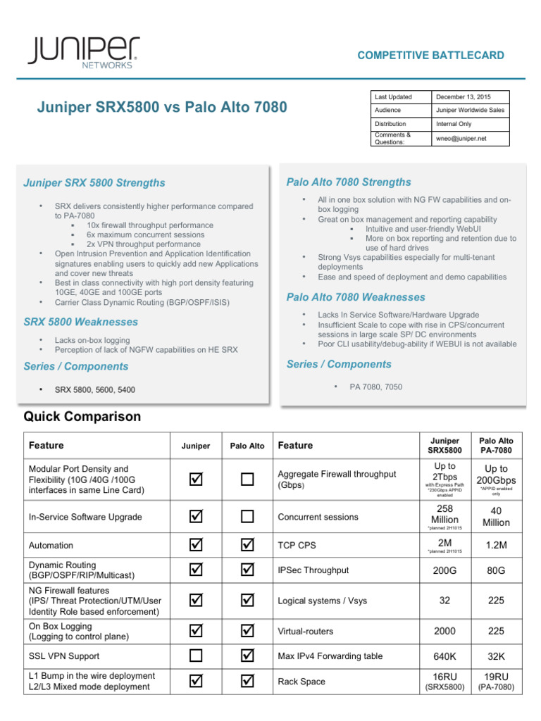 Juniper SRX5800 Competitive Overview | PDF | Firewall (Computing ...
