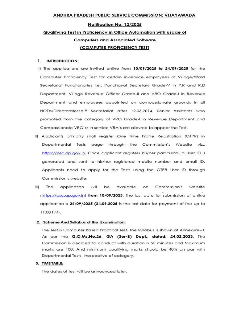 Andhra Pradesh Computer Proficiency Test | PDF