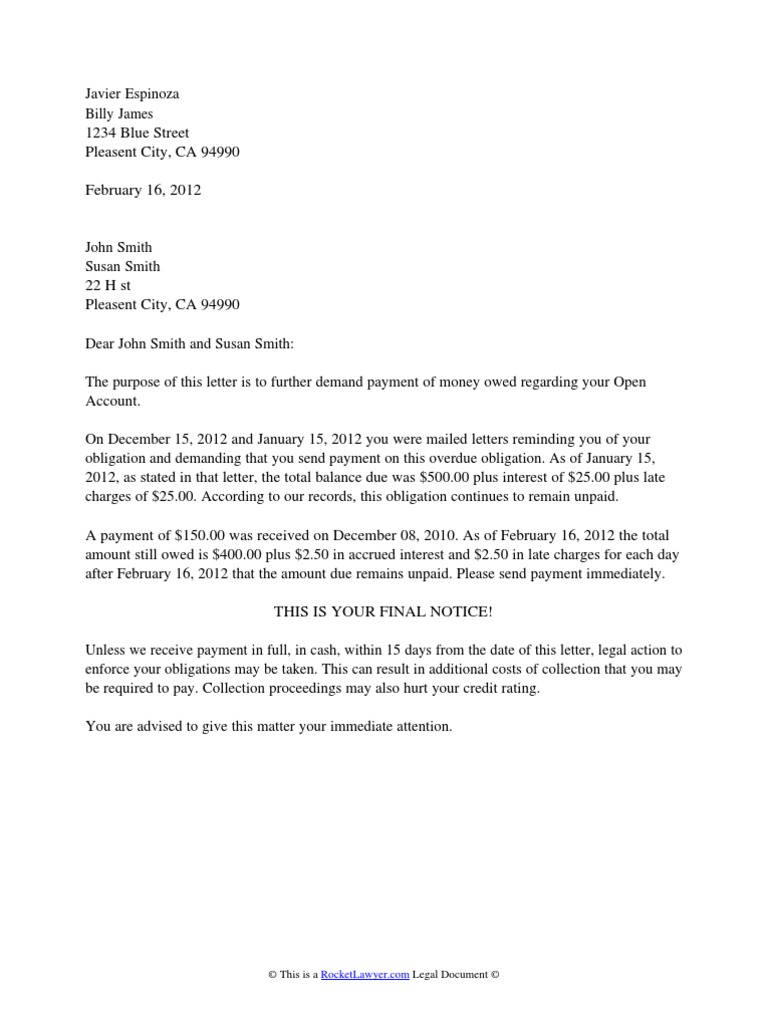 90-Day Past Due Letter