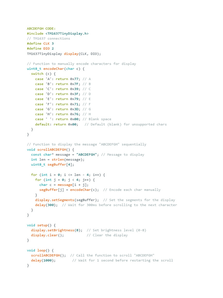 Displaying "ABCDEFGH" on TM1637 | PDF