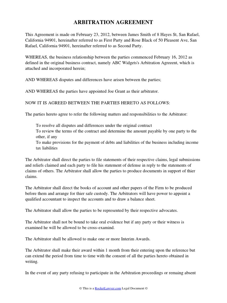 Arbitration Agreement | PDF | Arbitration | Mediation