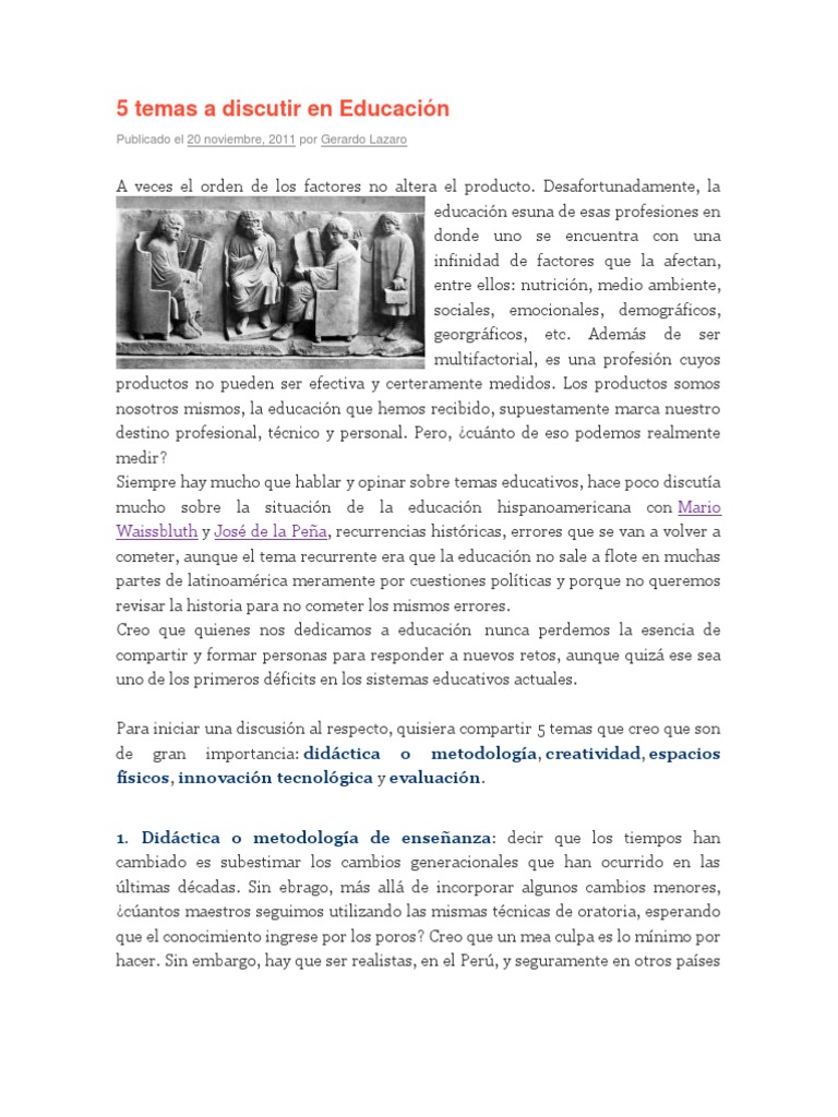 5 Temas Clave en Educación Actual | PDF | Creatividad | Información