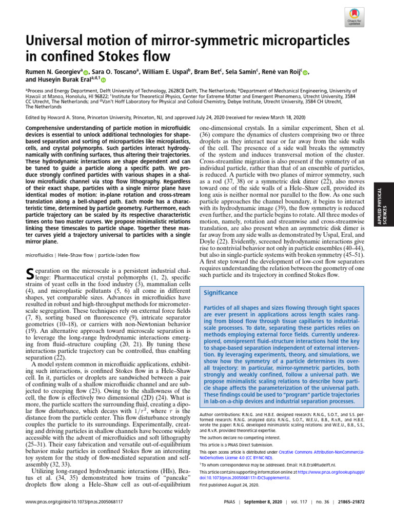 Georgiev Et Al Universal Motion of Mirror Symmetric Microparticles in ...