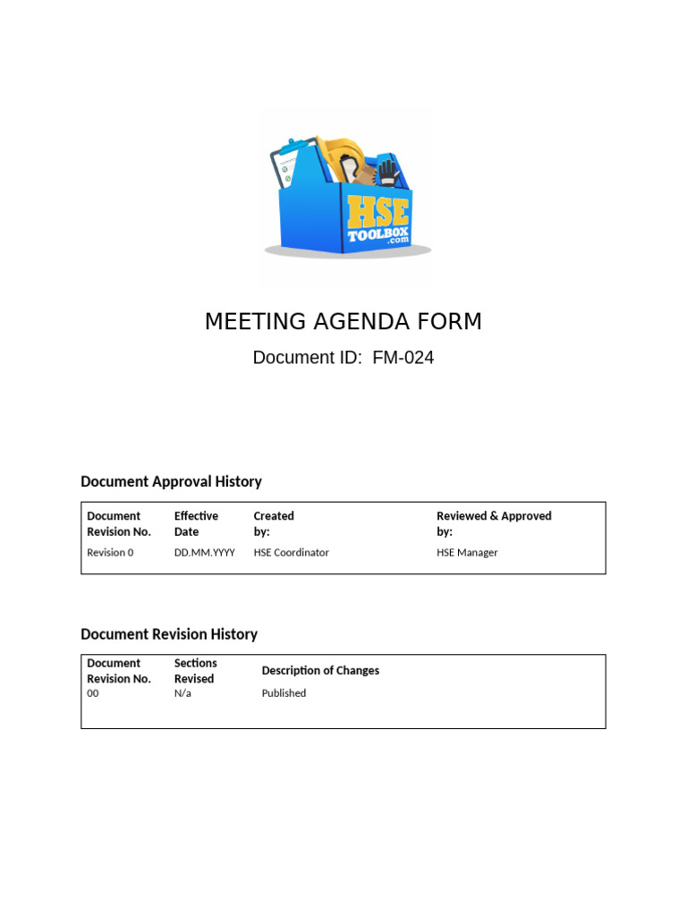 FM 024 Meeting Agenda Form | PDF