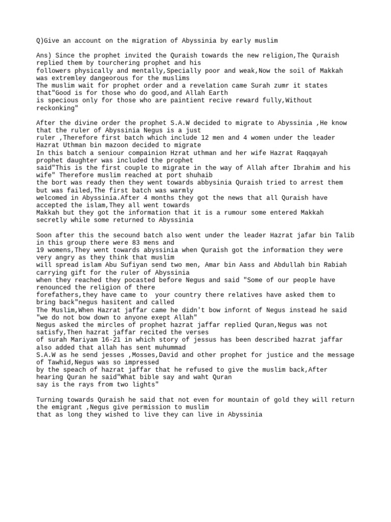 Migration Abyssinia | PDF | Muhammad | Quran