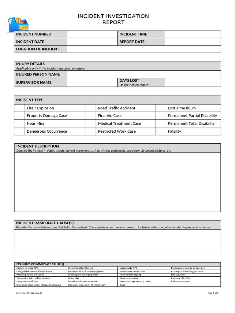 Incident Investigation Report Template | PDF | Personal Protective ...