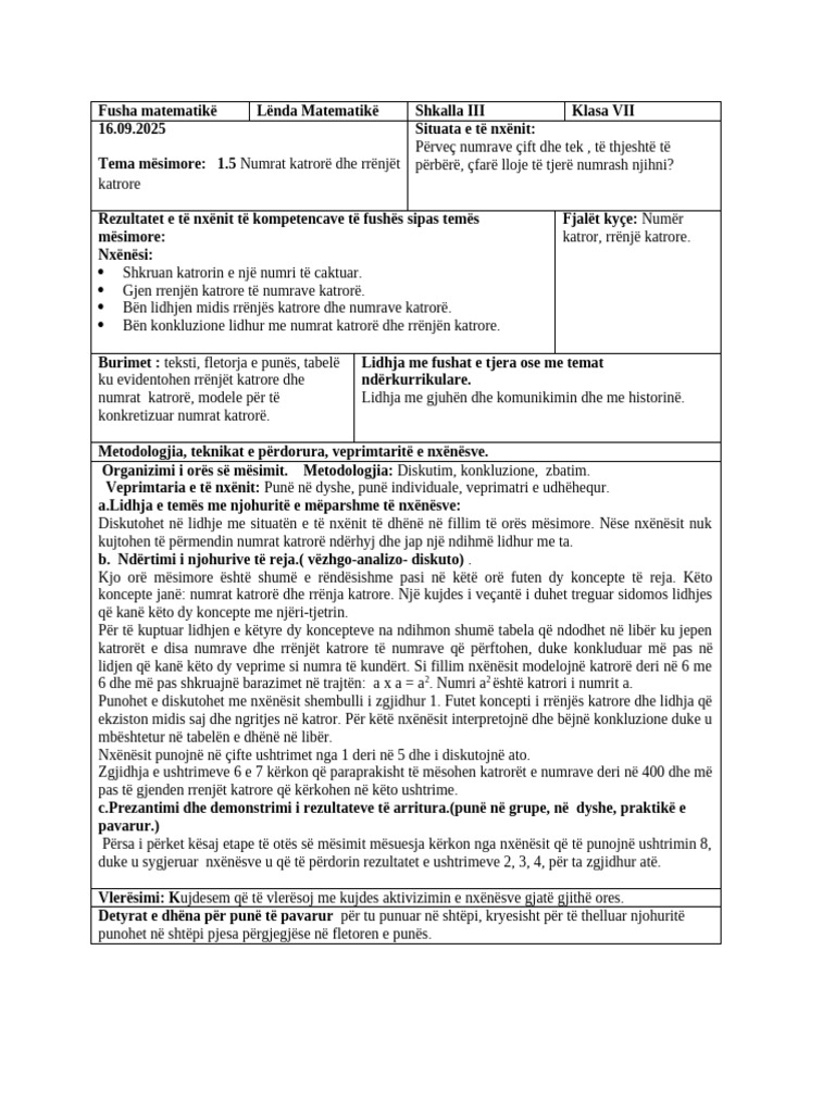 1.4. Numrat Katrorë Dhe Rrënja Katrore | PDF