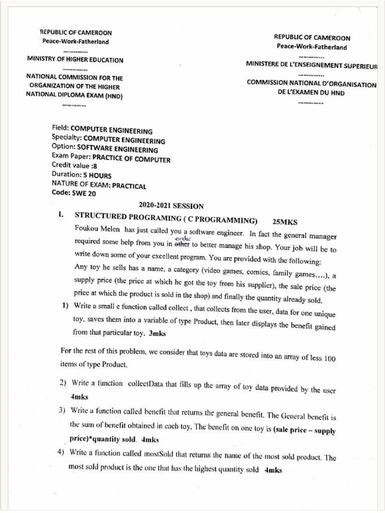 Past HND Question 2021 | PDF
