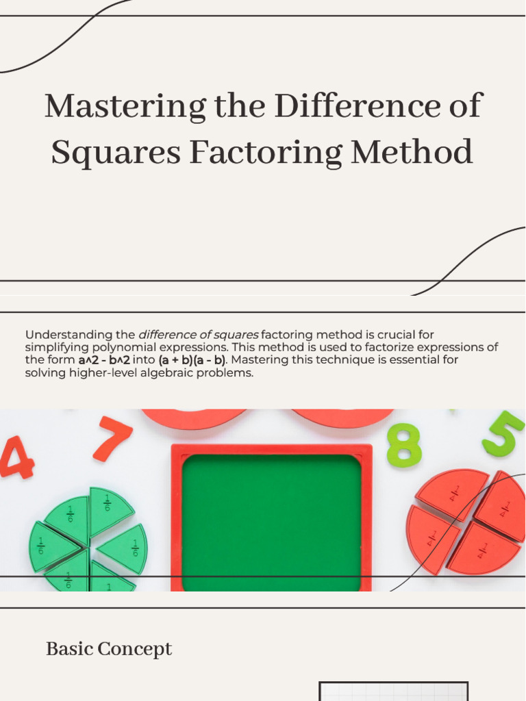 Difference of Squares Factoring Guide | PDF