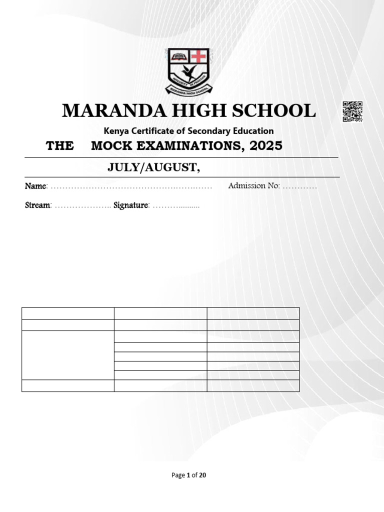 Maranda High School Mock Exam 2025 | PDF | Bit | Computer Hardware