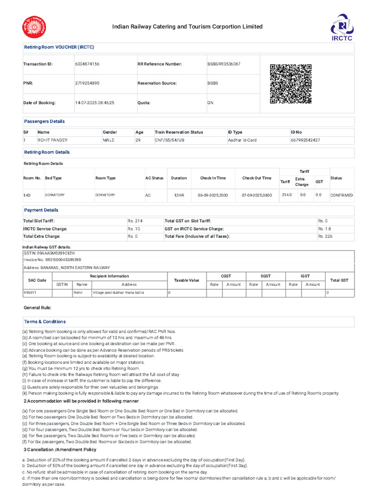 BSBS Dormitory Booking Confirmation | PDF | Dormitory | Taxation