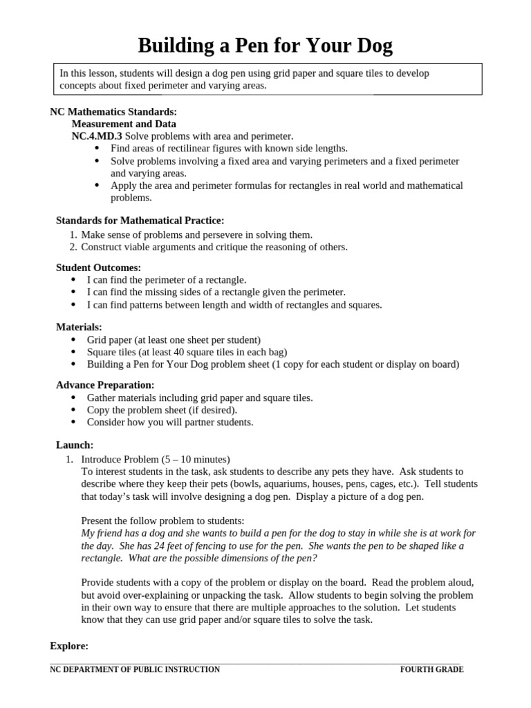 Buildingapenforyourdoglesson md3 | PDF | Area | Length